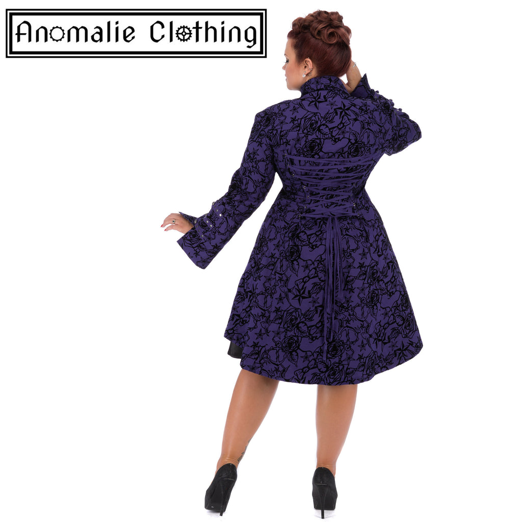 Purple Flocked Tattoo Coat at Anomalie Clothing